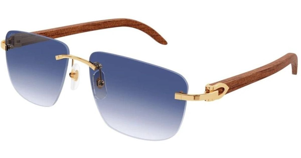 Montatura rettangolare con aste in legno di Cartier in Blu | Lyst