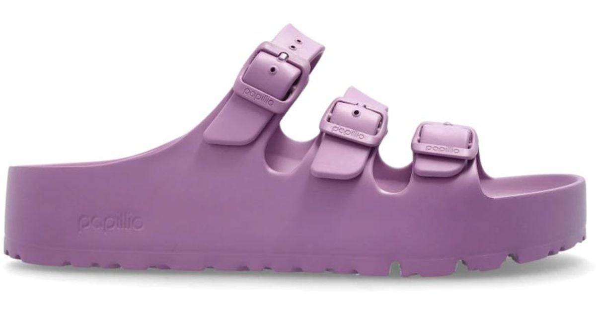 Birkenstock Sliders in Purple | Lyst