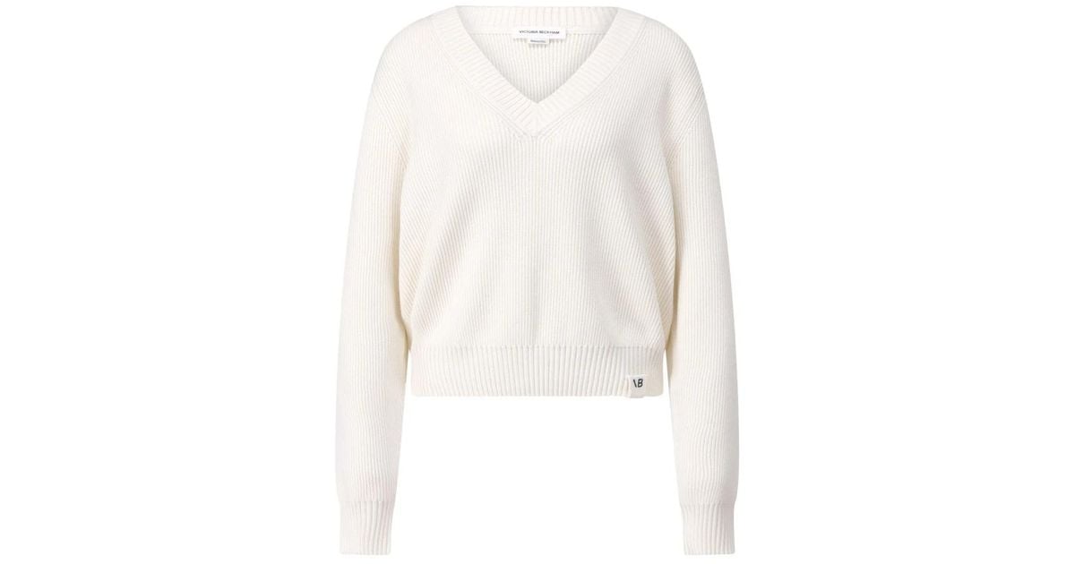 Victoria Beckham V-Neck Knitwear in White | Lyst UK