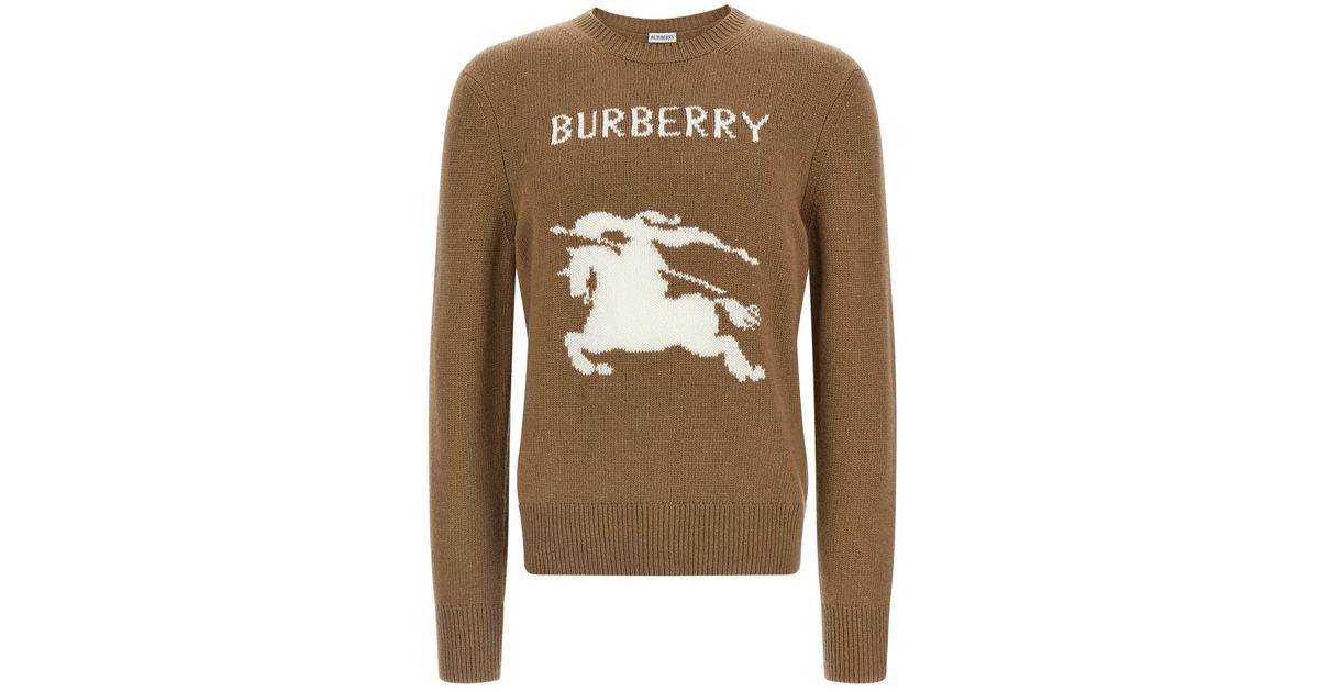Burberry Round-Neck Knitwear in Brown for Men | Lyst UK