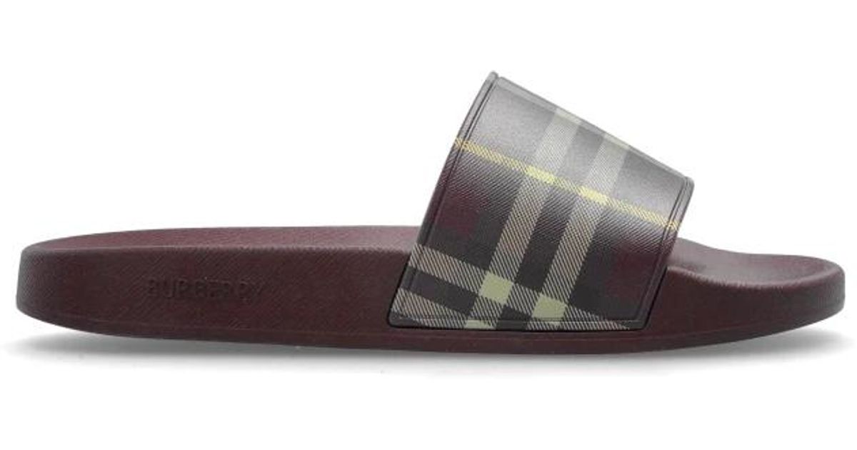 Burberry Sliders in Brown | Lyst