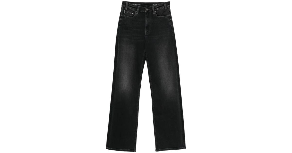 AG Jeans Straight Fit Jeans in Black | Lyst UK
