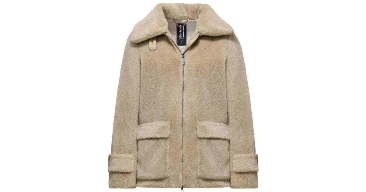 Bomboogie Faux Fur & Shearling Jackets in Natural | Lyst UK