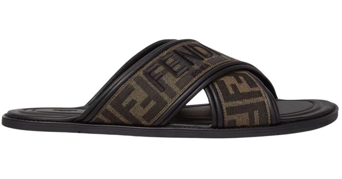 Fendi Sliders in Brown for Men | Lyst UK