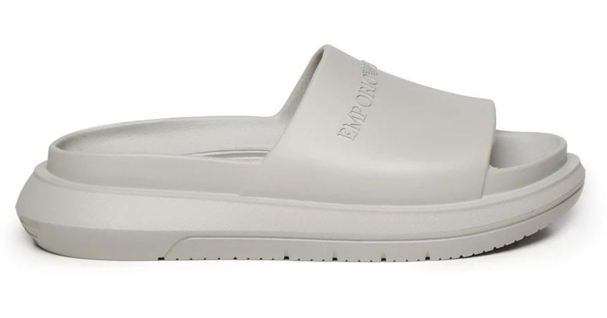 Emporio Armani Sliders in Gray for Men | Lyst