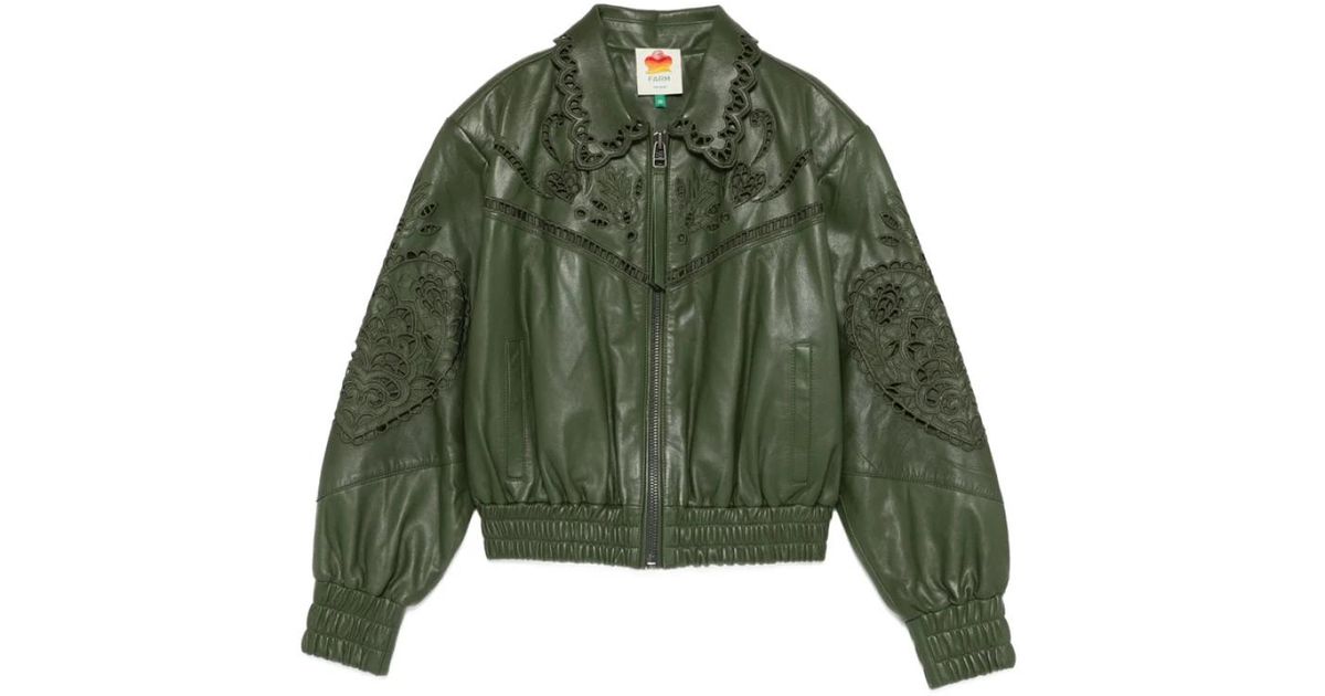 FARM Rio Leather Jackets in Green | Lyst UK