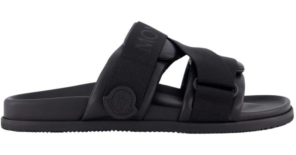 Moncler Sliders in Black for Men | Lyst