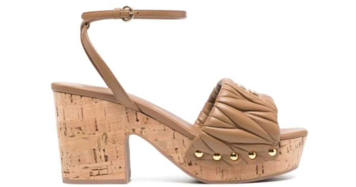 Miu Miu High Heel Sandals in Brown | Lyst