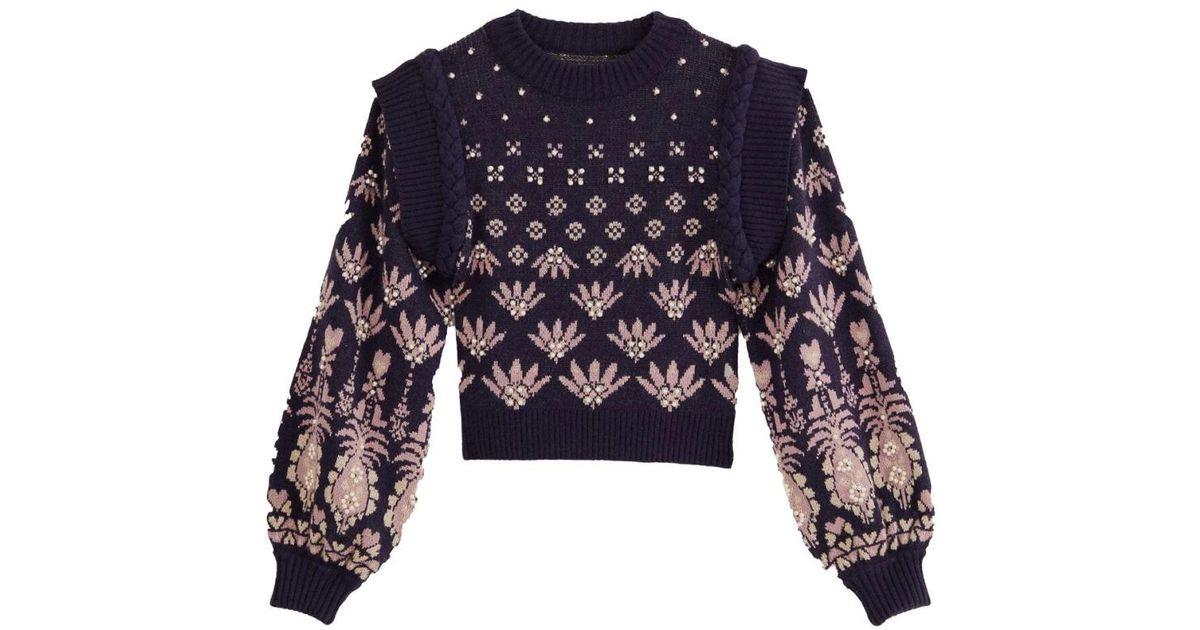 FARM Rio Round-Neck Knitwear in Blue | Lyst