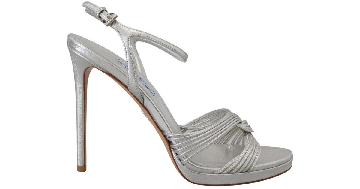 Prada High Heel Sandals in Gray | Lyst