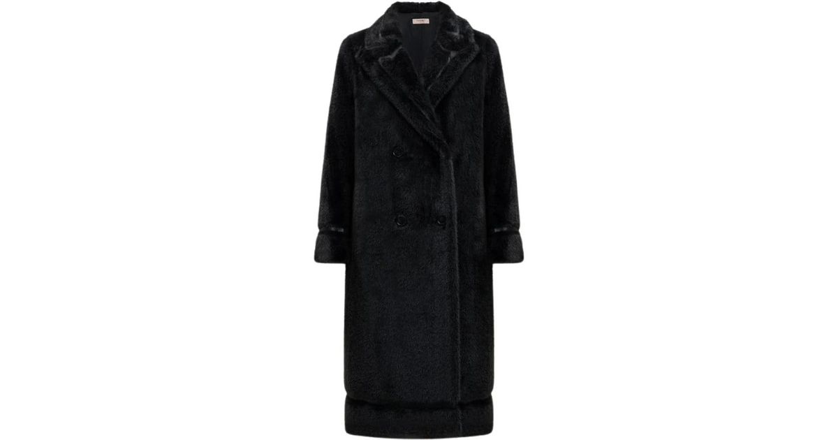 Twinset Double-Breasted Coats in Black | Lyst UK