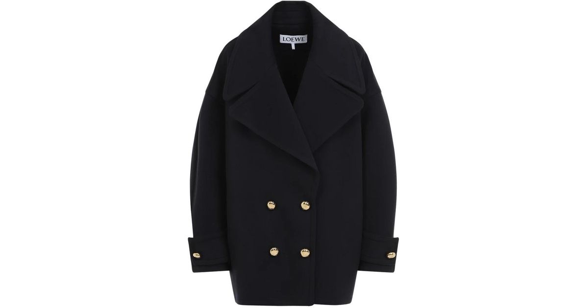 Loewe Double-Breasted Coats in Black | Lyst