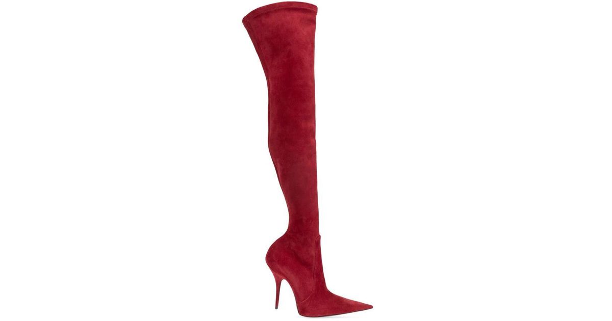 Balenciaga Over-Knee Boots in Red | Lyst