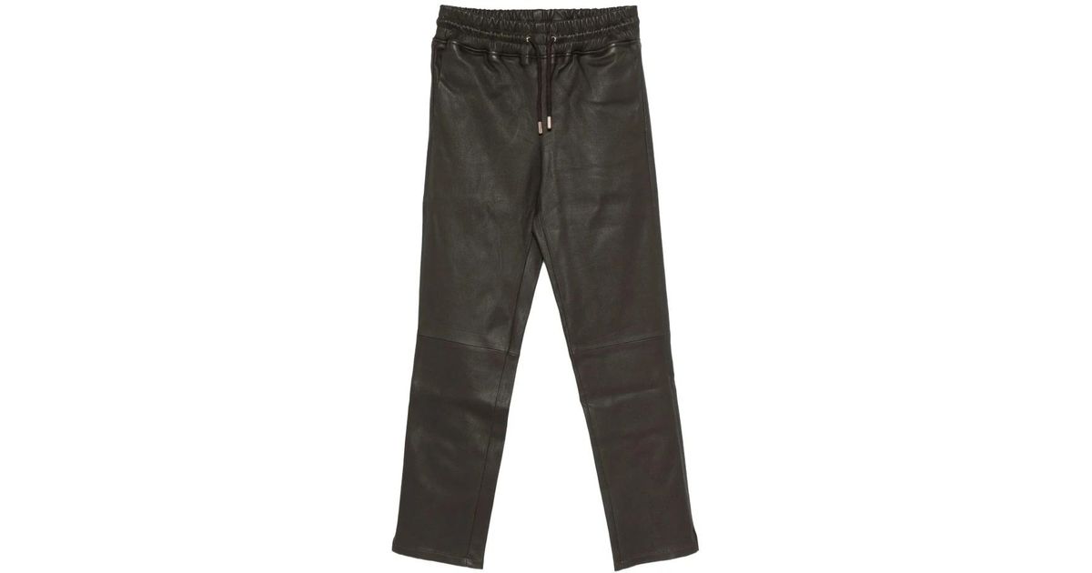 Studio AR by ARMA Leather Trousers in Grey | Lyst UK