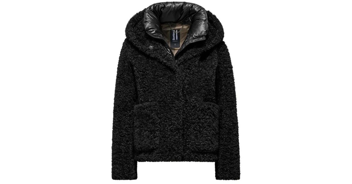 Bomboogie Faux Fur & Shearling Jackets in Black | Lyst UK