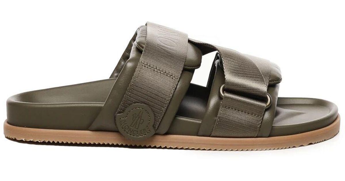 Moncler Sliders in Brown for Men | Lyst