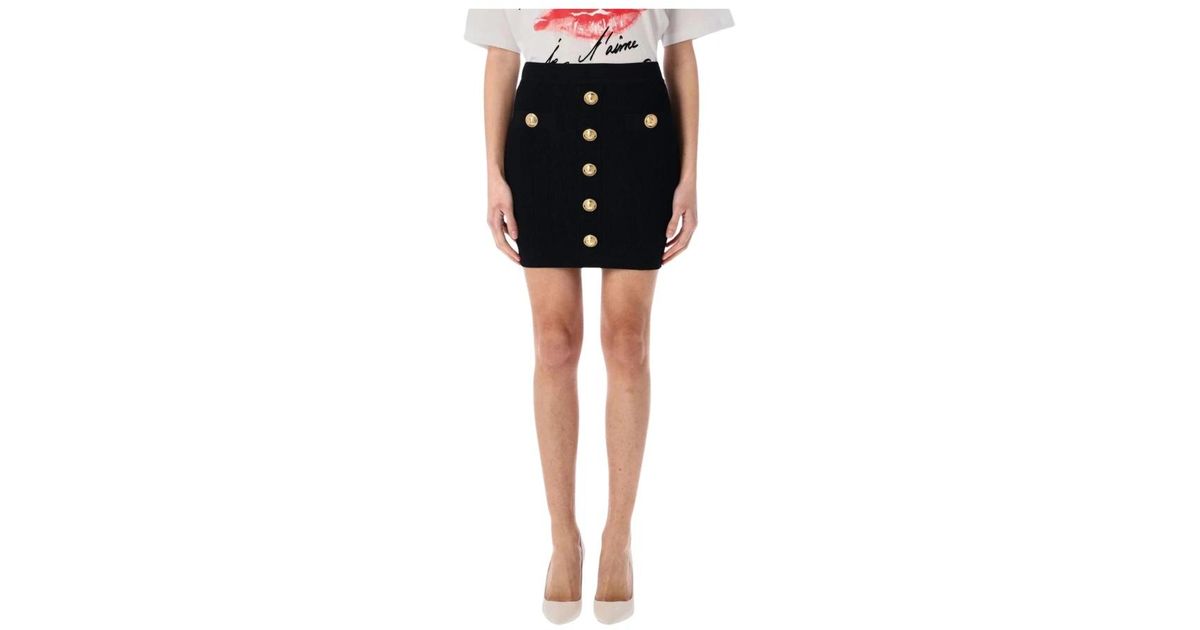 Balmain Short Skirts in Black | Lyst UK