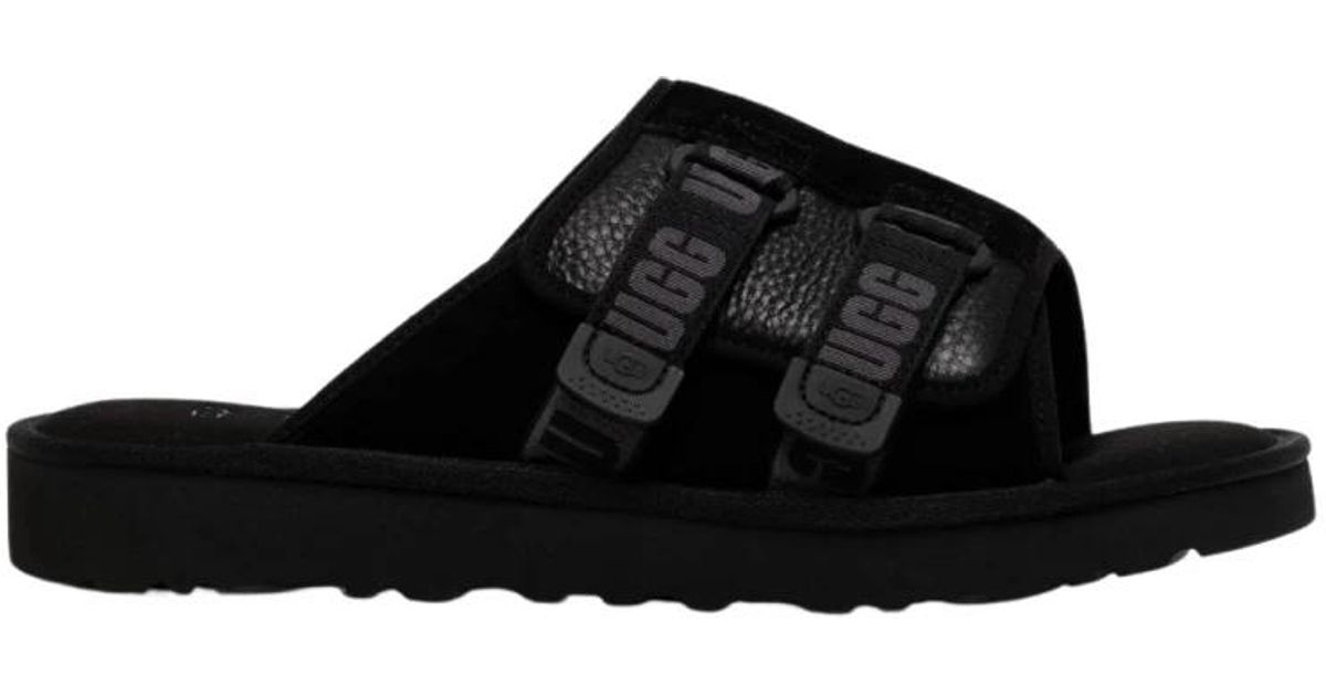 UGG Goldencoast Double-Strap Suede Sliders in Black for Men | Lyst