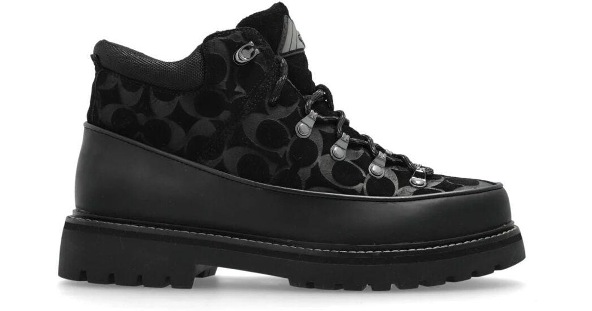 COACH Lace-Up Boots in Black for Men | Lyst