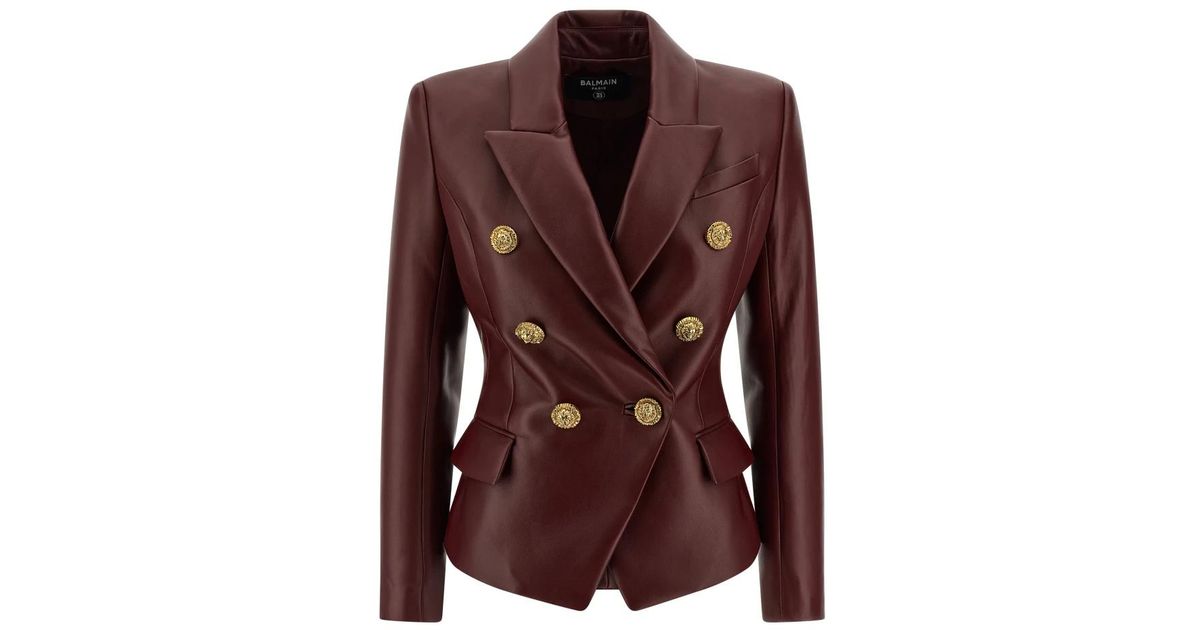 Balmain Leather Jackets in Brown | Lyst UK