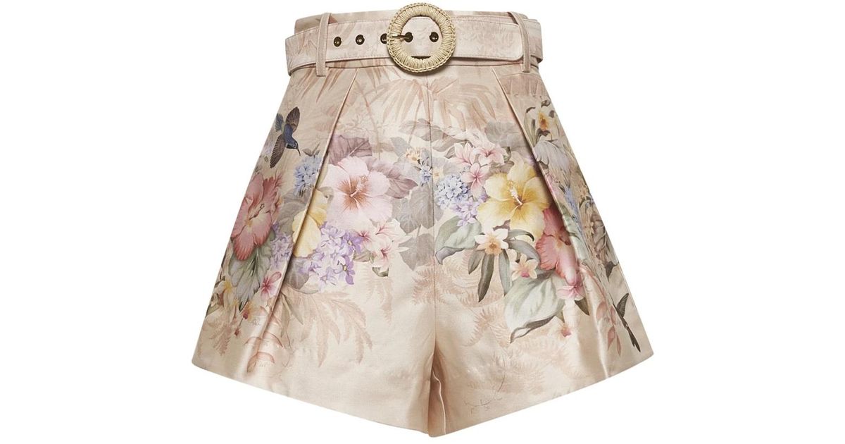Zimmermann Short Shorts in Brown | Lyst