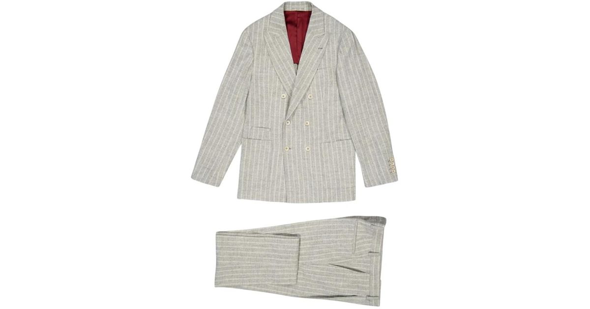 Brunello Cucinelli Double Breasted Suits in Grey for Men | Lyst UK