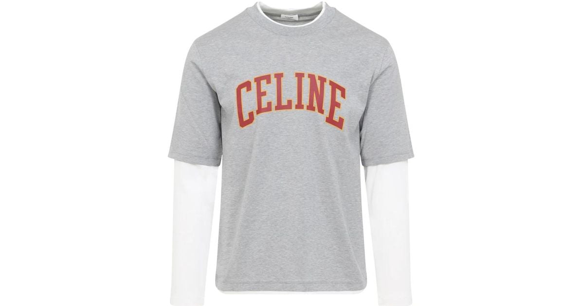 Celine Long Sleeve T-Shirts in Grey for Men | Lyst UK