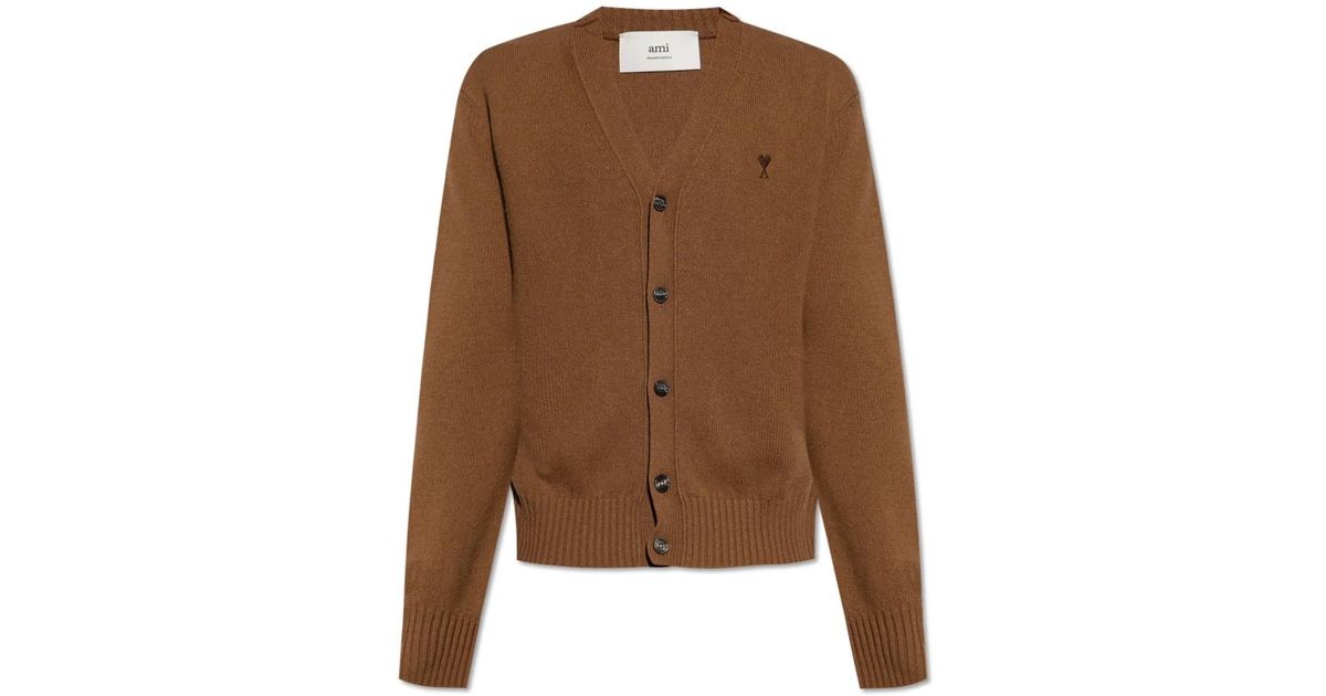 Ami Paris Cashmere Knitwear in Brown for Men | Lyst UK