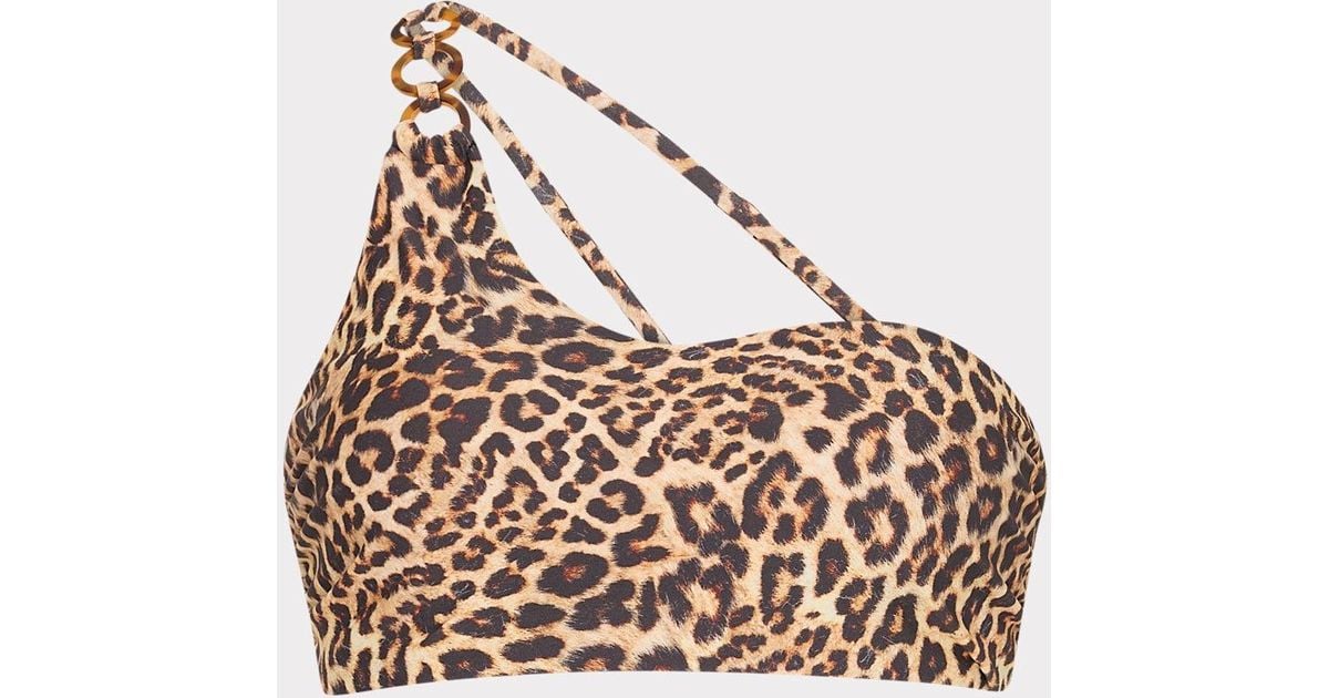 MILLY Niki Leopard One Shoulder O-ring Bikini Top | Lyst