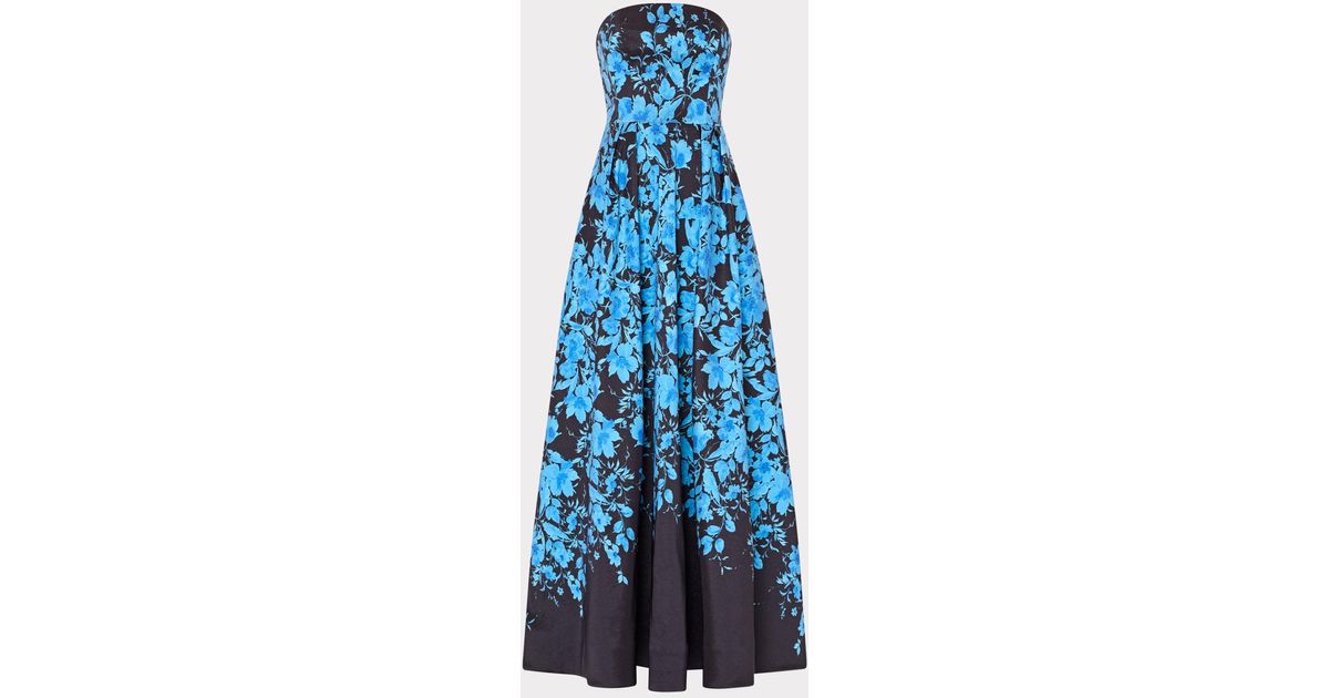 MILLY Winona Flower Strapless Gown in Blue | Lyst