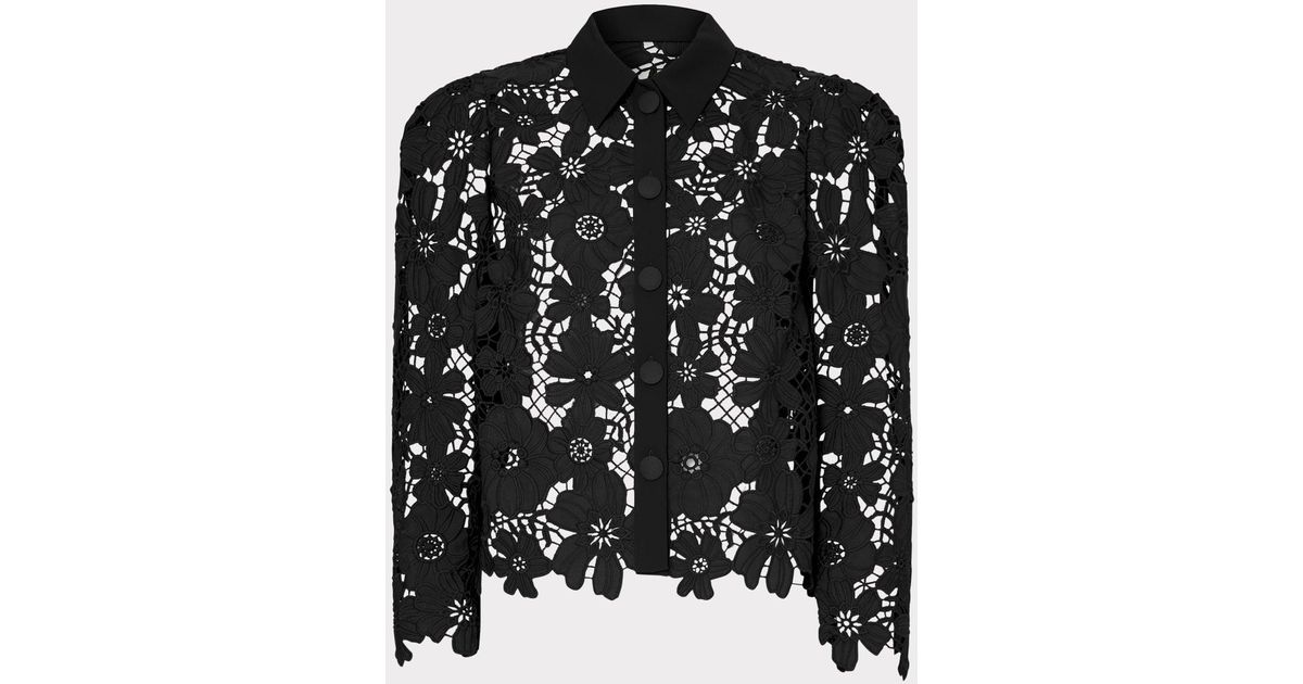 MILLY June Roja Lace Top in Black | Lyst