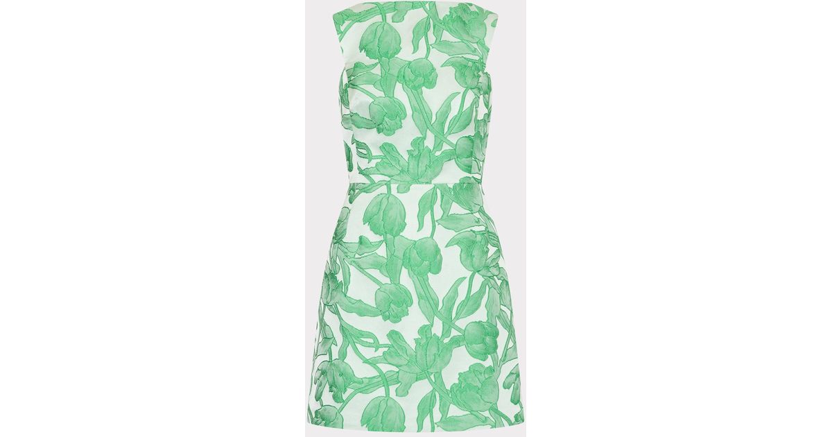 MILLY Leilani Tulip Jacquard Mini Dress in Green | Lyst