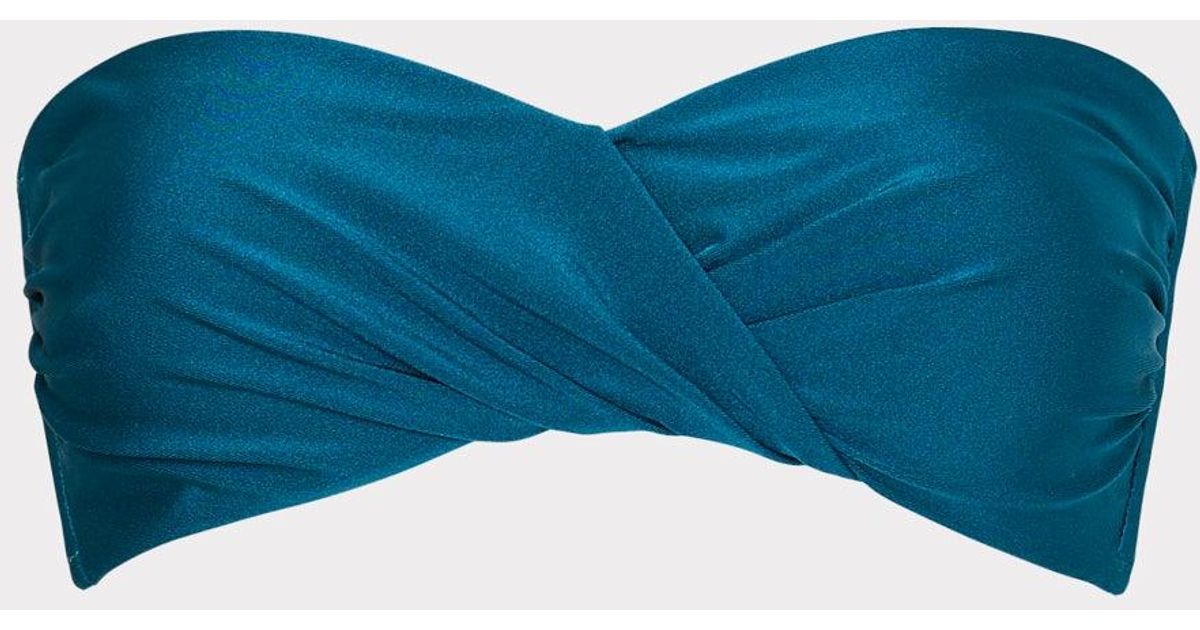 MILLY Soleil Gloss Twist Bandeau Top in Blue | Lyst