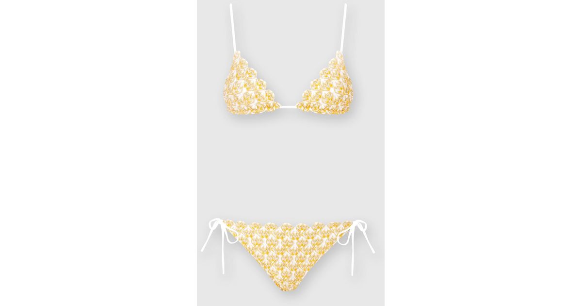 Missoni Lace Triangle Bikini With Lamé in White | Lyst