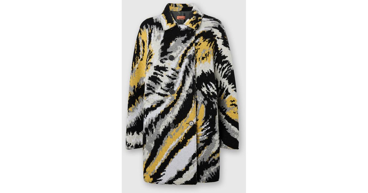 Missoni Double-Breasted Caban With Tiger Pattern in White | Lyst