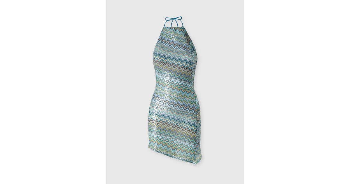 Missoni Short Asymmetrical Cover-Up Dress in Blue | Lyst