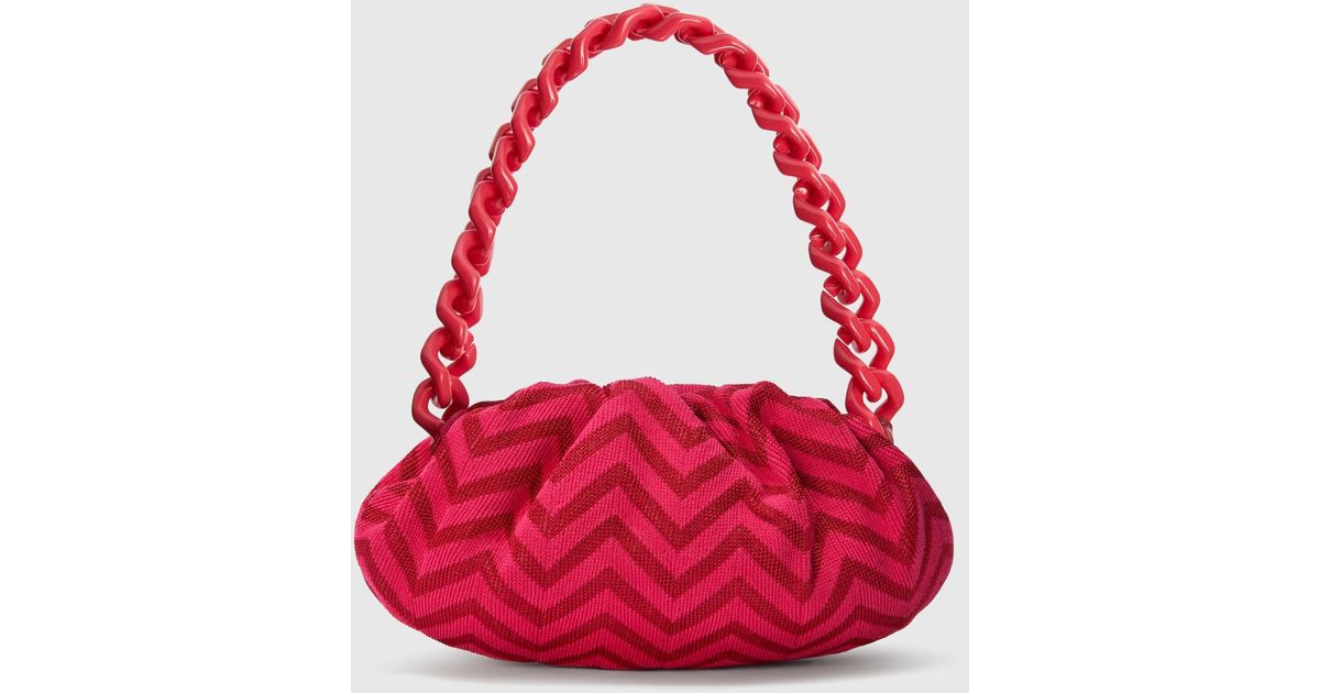 Missoni Zig Zag Cotton Blend Pouch With Chain Strap in Red | Lyst