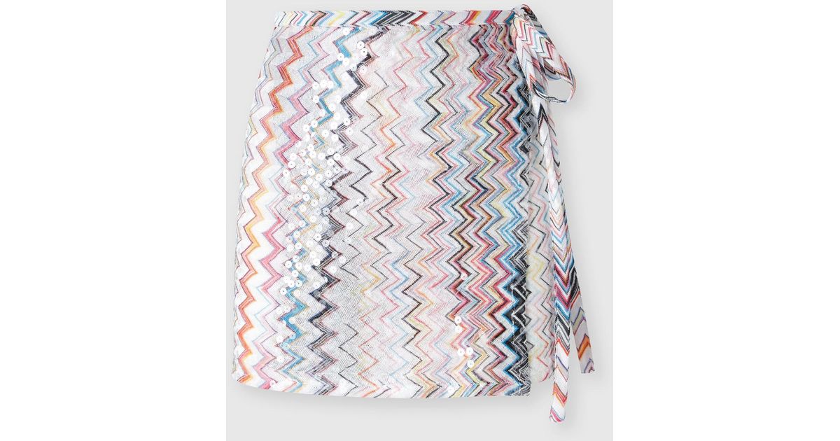Missoni Viscose Blend Pareo Mini Skirt in White | Lyst