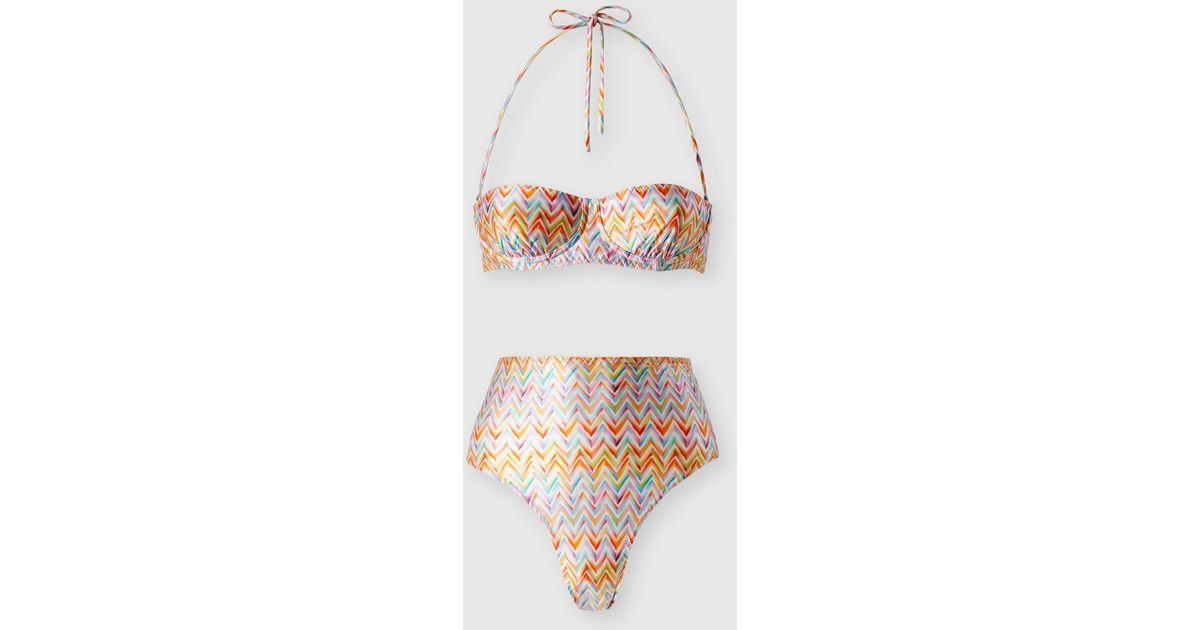 Missoni Bikini With High-Waisted Bottoms And Zig Zag Pattern in White | Lyst UK