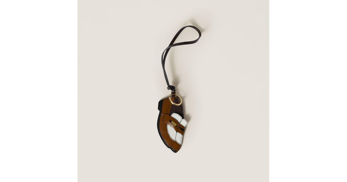 Miu Miu Penny Loafer Leather Keychain Trick in Natural | Lyst