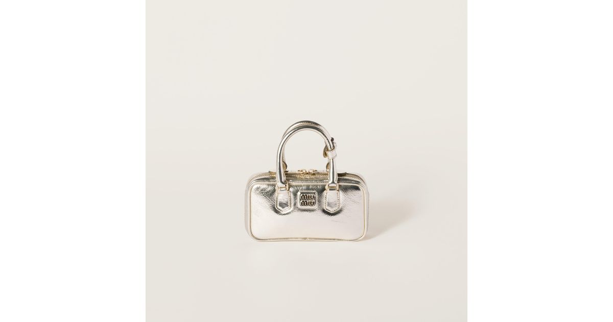Miu Miu Arcadie Laminated Nappa Leather Mini-Bag in Metallic | Lyst