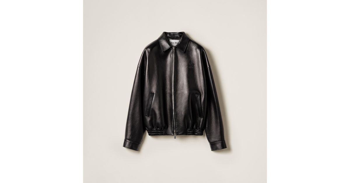 Miu Miu Plongé Nappa Leather Jacket in Black | Lyst