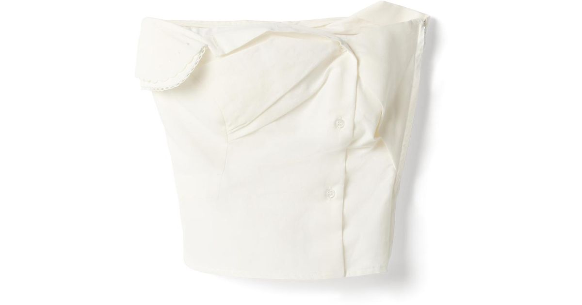 Miu Miu Slubbed Poplin Top in White | Lyst