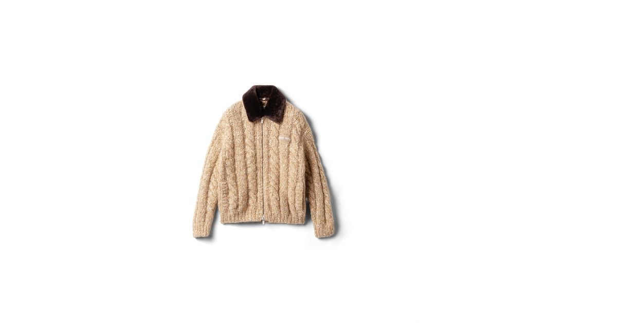 Miu Miu Cashmere Cardigan in Natural | Lyst UK