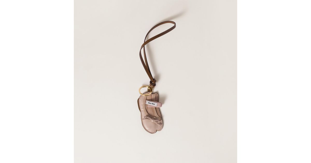 Miu Miu Miu Ballet Leather Keychain Trick in Natural | Lyst