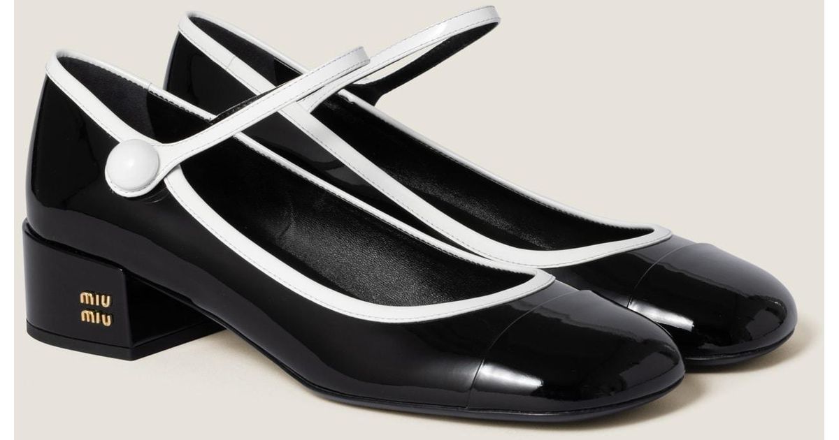 Miu Miu Two-Tone Patent Leather Mary Jane Pumps | Lyst
