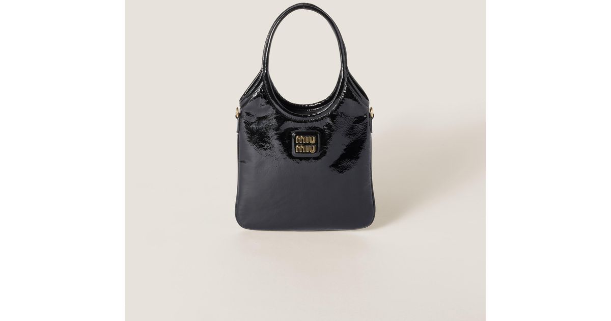 Miu Miu Ivy Naplak Patent Leather Bag In Black Lyst Uk