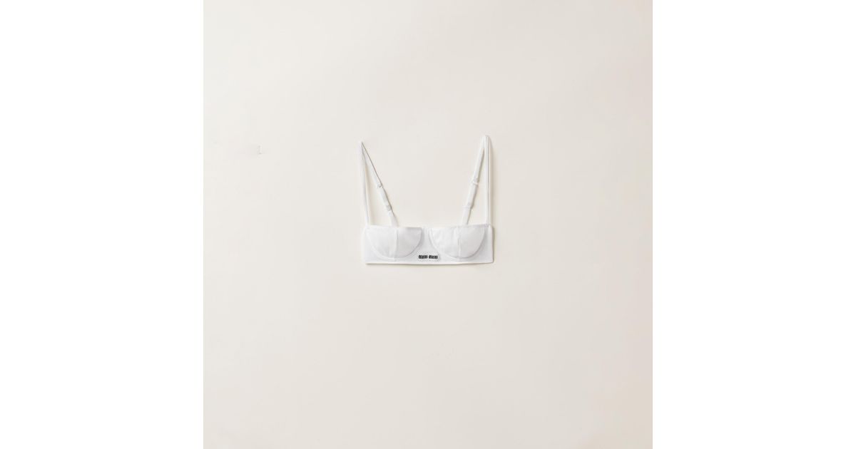 Miu Miu Ribbed Knit Demi Bra in White | Lyst