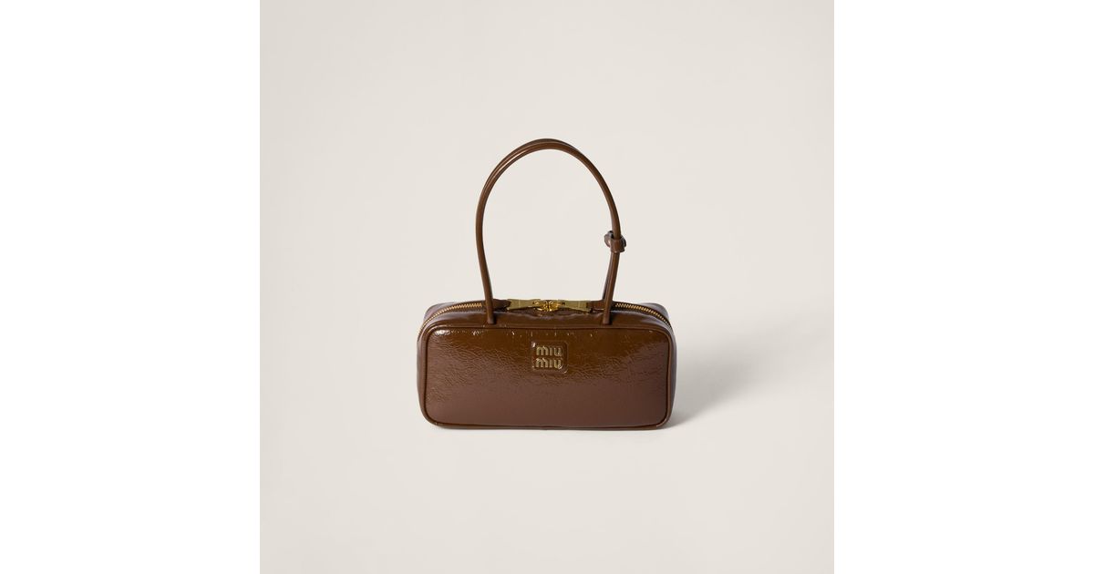 Miu Miu Beau Naplak Patent Leather Bag In Brown Lyst