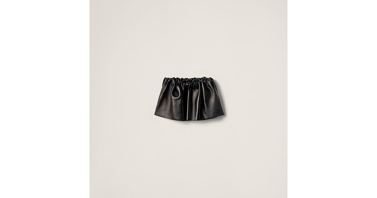 Miu Miu Plongé Nappa Leather Miniskirt in Black | Lyst